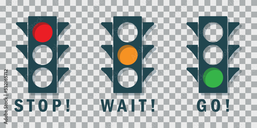 Stop Wait Go set of traffic light signals vector de Stock | Adobe Stock