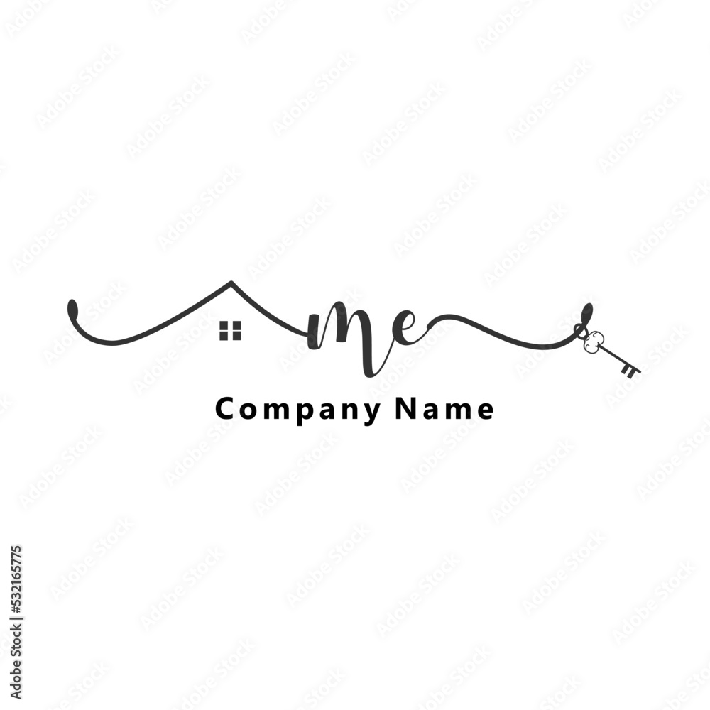 Initial logo ME handwriting real estate typography minimalist modern ...