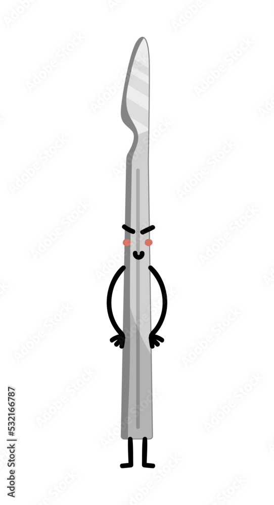 Scalpel cute cartoon character. Medical treatment instrument icon ...