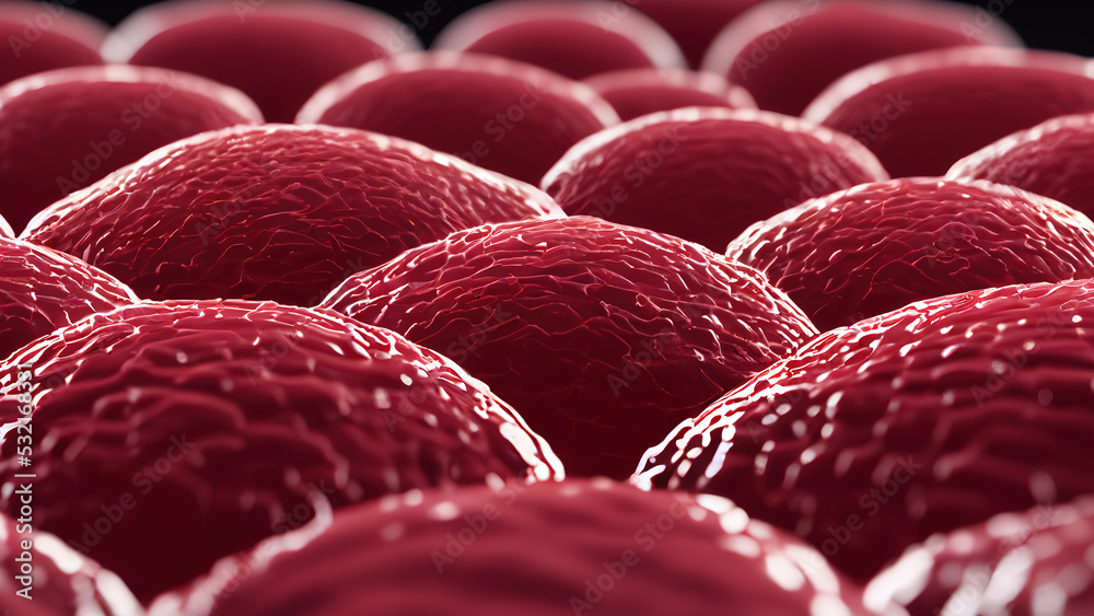 3 d render. Astract red blood cells illustration, scientific or medical ...