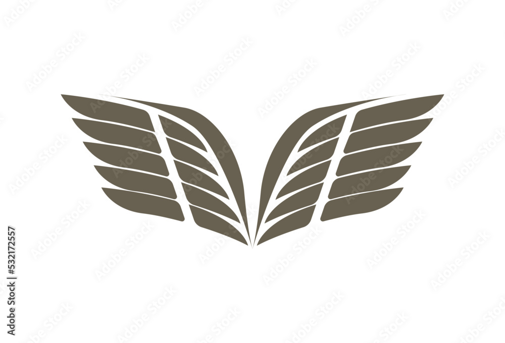 Fly wings emblem isolated on white background vector illustration ...