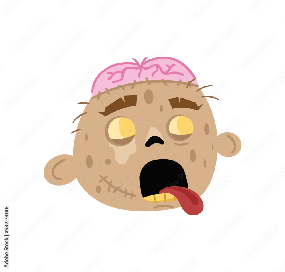 Scary dead man head icon in cartoon style. Halloween undead sign ...