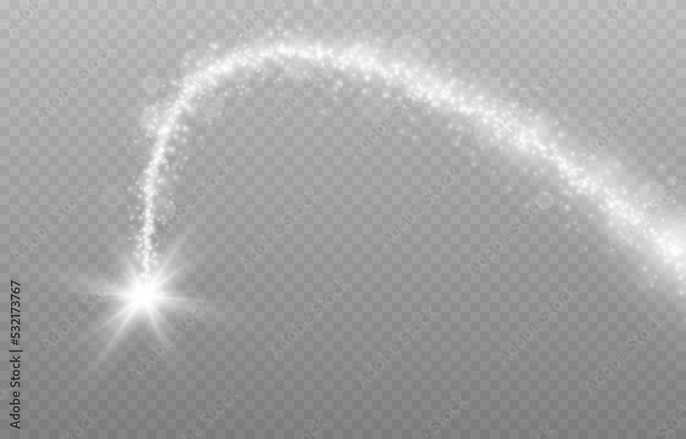 Vector glowing dust trail on isolated transparent background. Magic ...