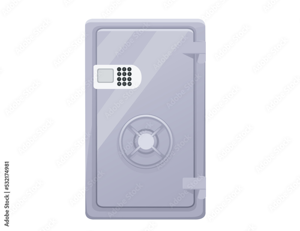 Armored steel safe with password lock silver colored vector ...