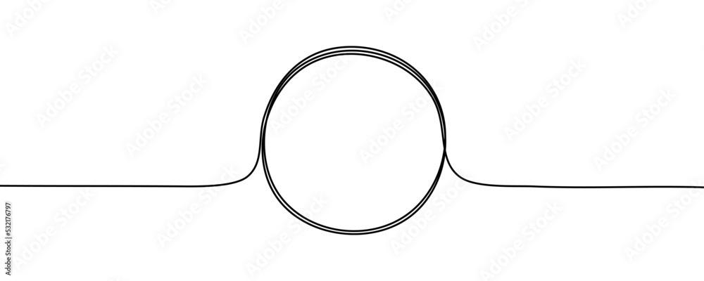 Continuous one line black circle drawing. Vector illustration Stock ...