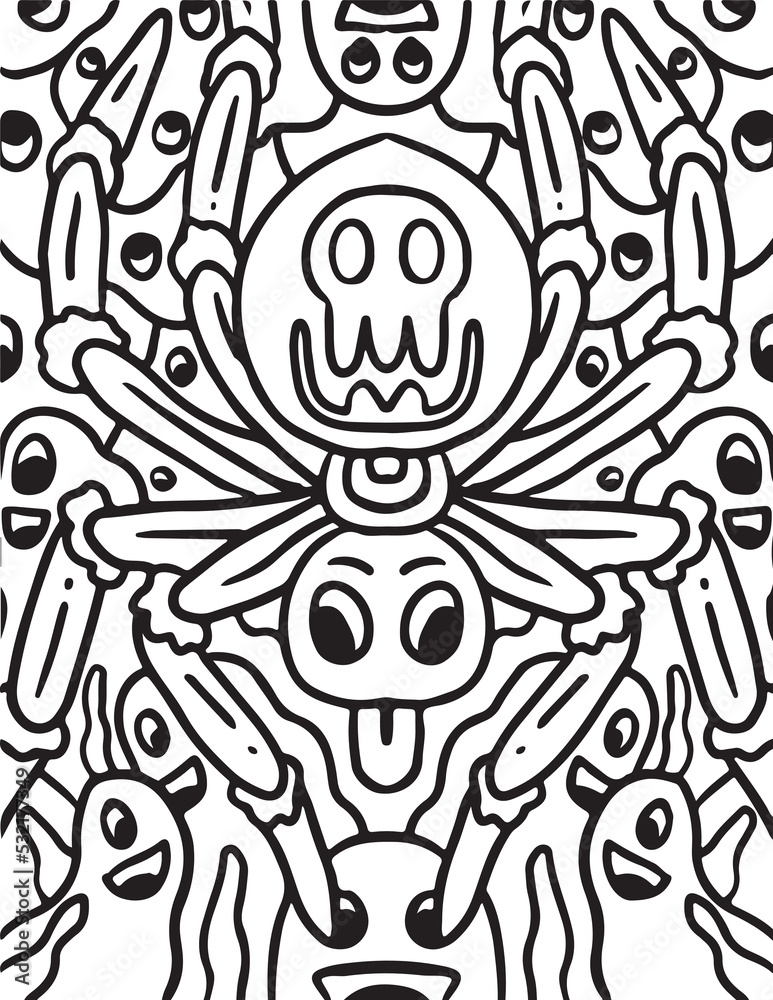 Halloween Cursed spider coloring page Stock Vector | Adobe Stock