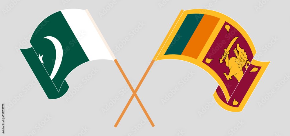 Crossed and waving flags of Pakistan and Sri Lanka Stock Vector | Adobe ...