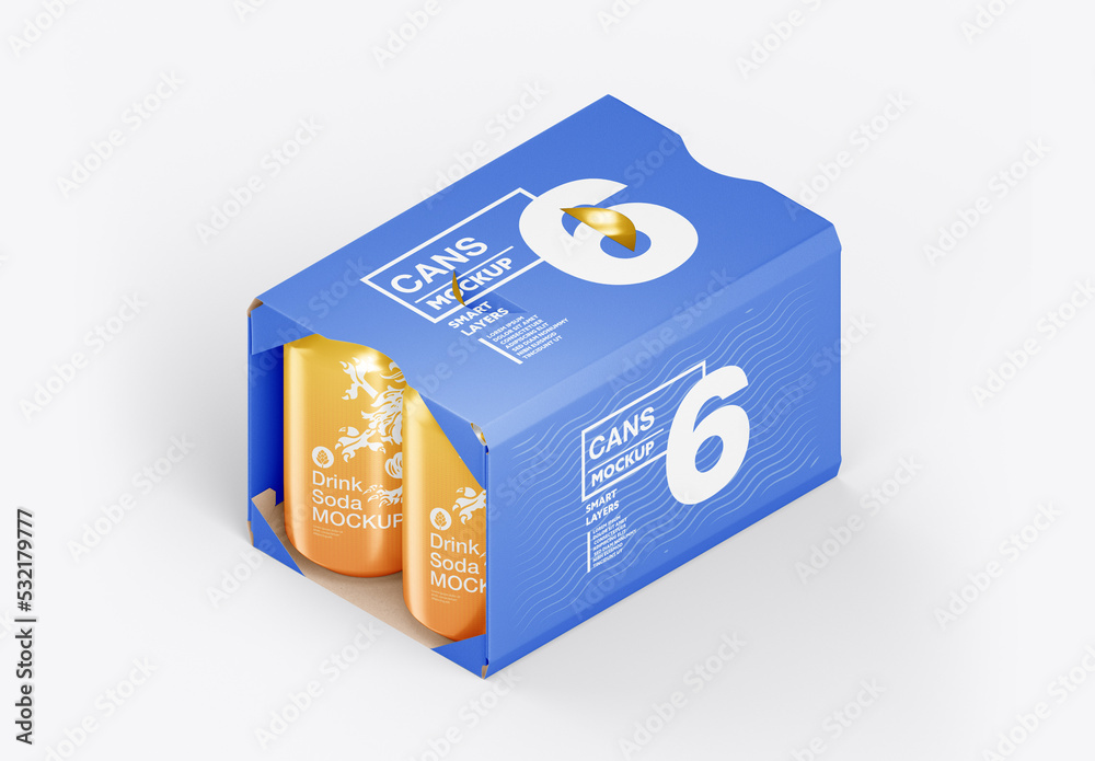 6 Cans Pack Mockup Stock Template | Adobe Stock
