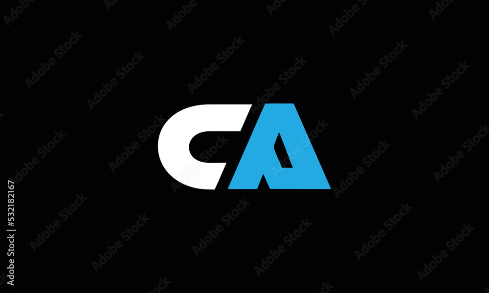 CA letter design logo logotype icon concept with serif font and classic ...