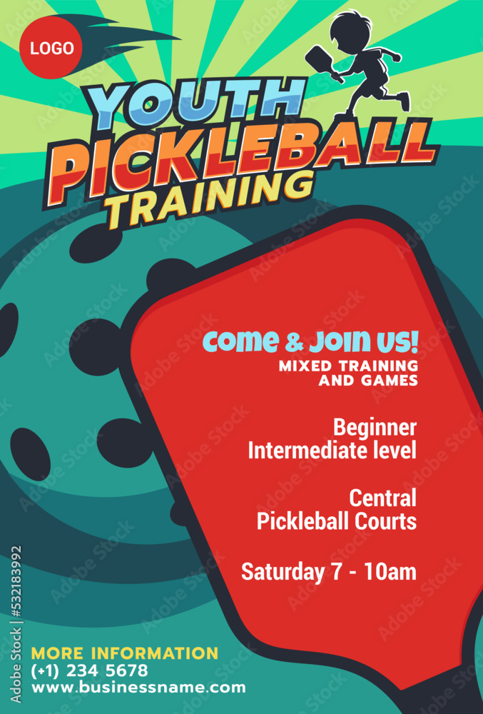 pickleball training flyer, brochure or poster for any business. Stock ...