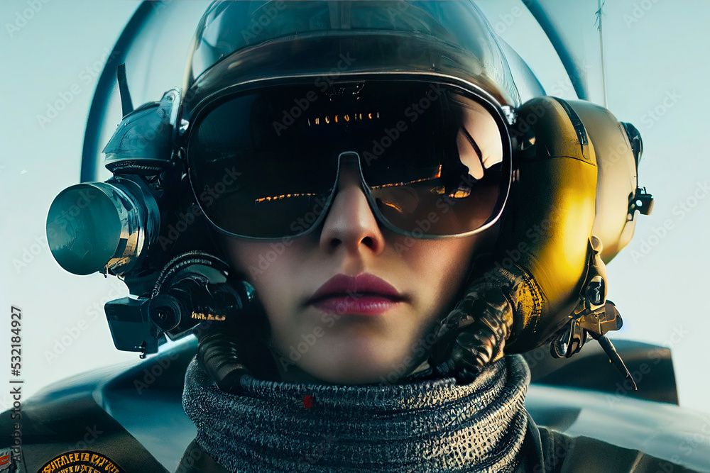 Pilot in flight. Pilot Wearing Mask And Helmet In Cockpit Of Fighter ...