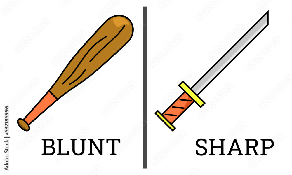 baseball bat and sword vector. the difference between blunt and sharp ...