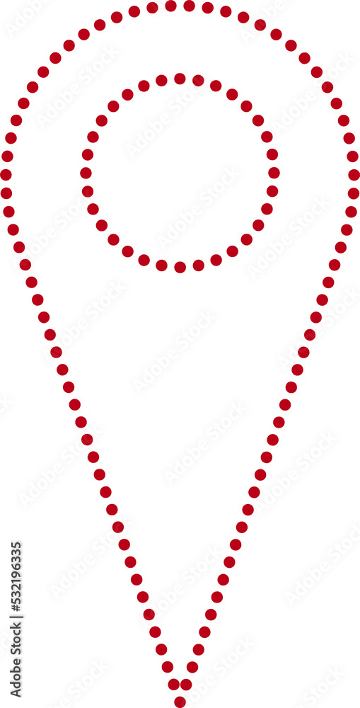 Red dotted outlined location pin icon. Map symbol, home sign. Flat ...