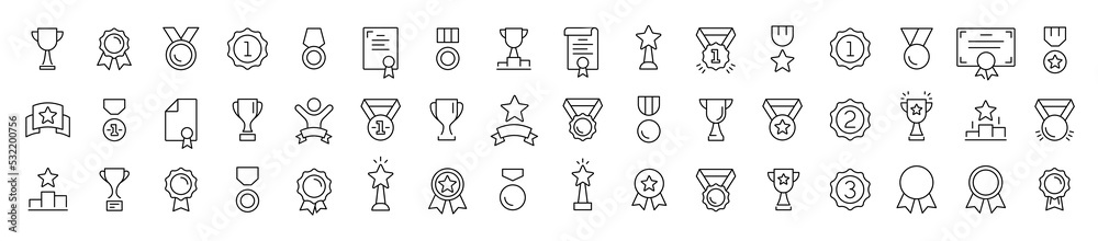 Winning icon set. Winers icon collection. Set of Winner medal. Trophy ...