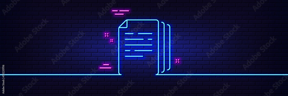 Neon light glow effect. Copy documents line icon. Doc file duplicates ... Neon light glow effect. Copy documents line icon. Doc file duplicates ...
