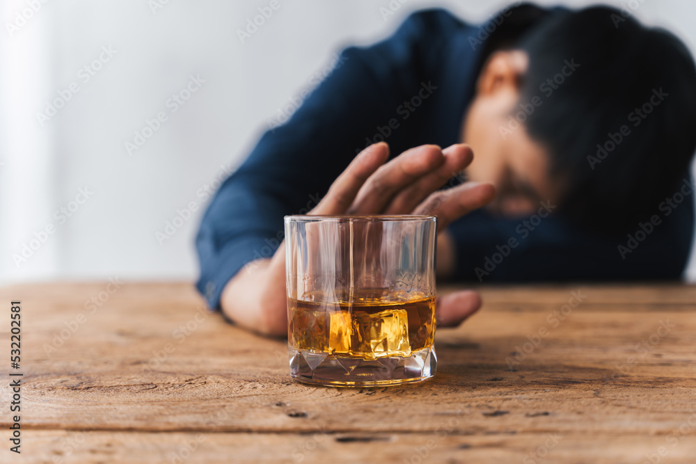 Alcoholism concept. Young man drinking alcohol too much. drunk asian ...