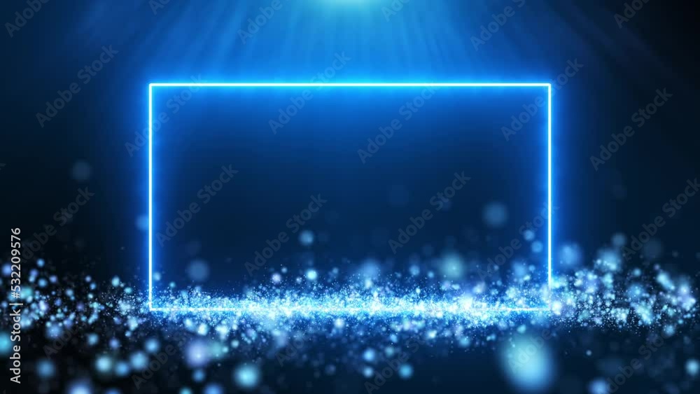 Rectangle blue neon light on dust particle background. Stock 비디오 ...