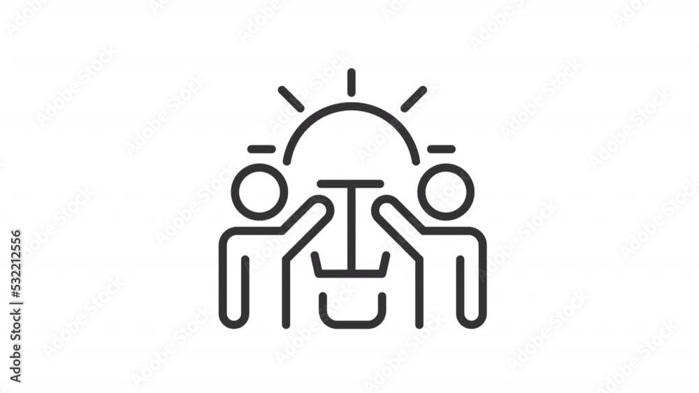 Boosting group creativity animated linear icon. Brainstorming session ... Boosting group creativity animated linear icon. Brainstorming session ...