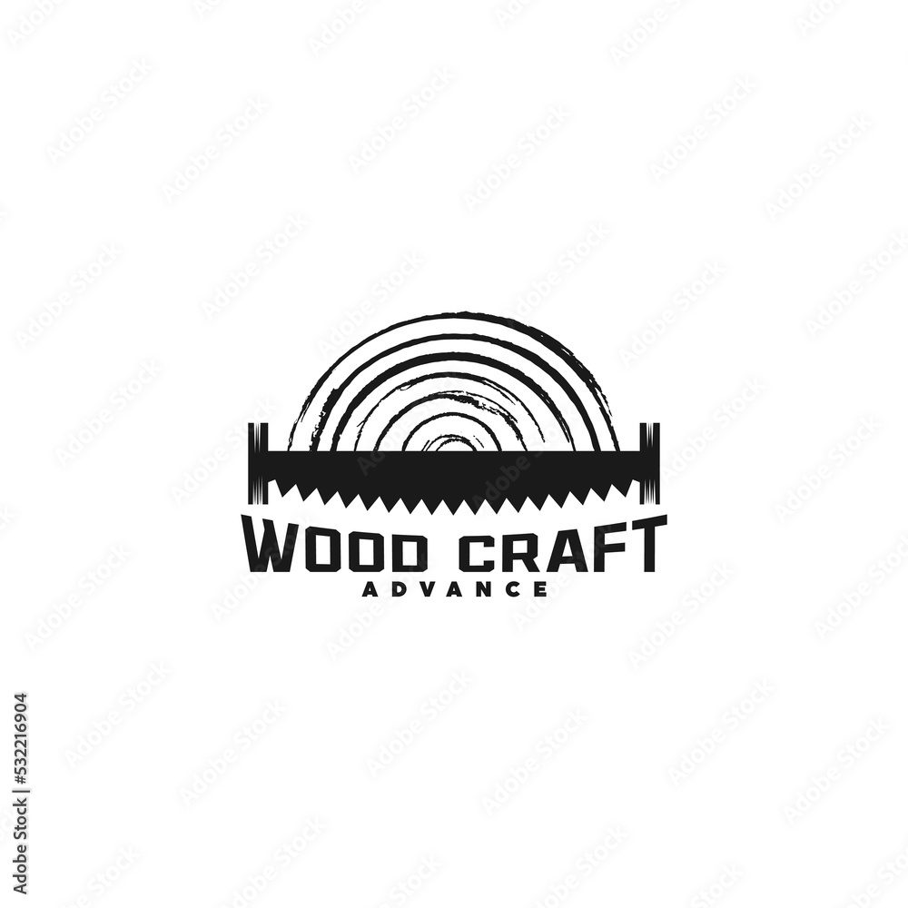 silhouette wood craft logo business vector design template. creative ...