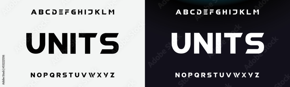 UNITS Sports minimal tech font letter set. Luxury vector typeface for ...