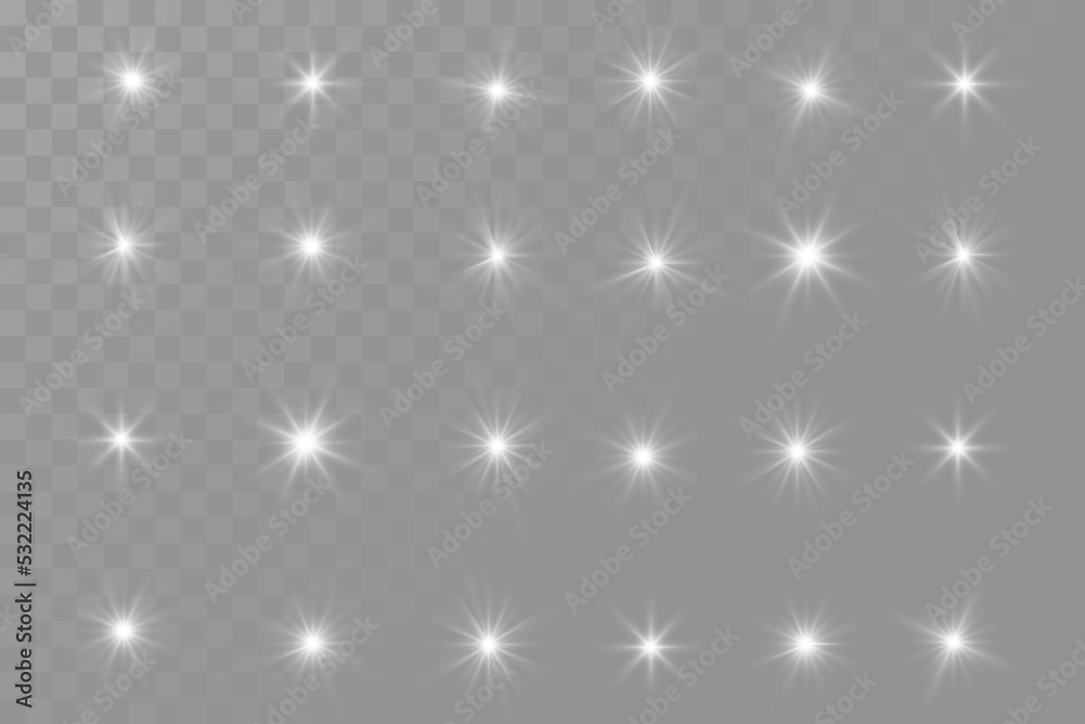 Glow effect. Star sparkles on a transparent background. Vector ...