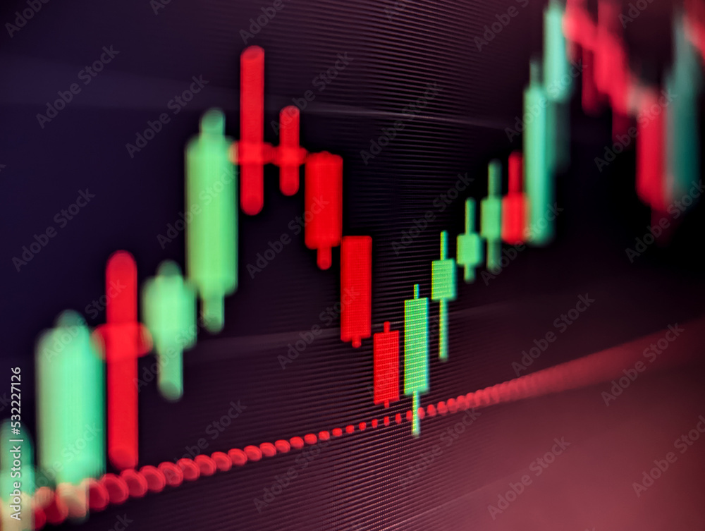 Stock market financial price chart with red and green graph displayed ...