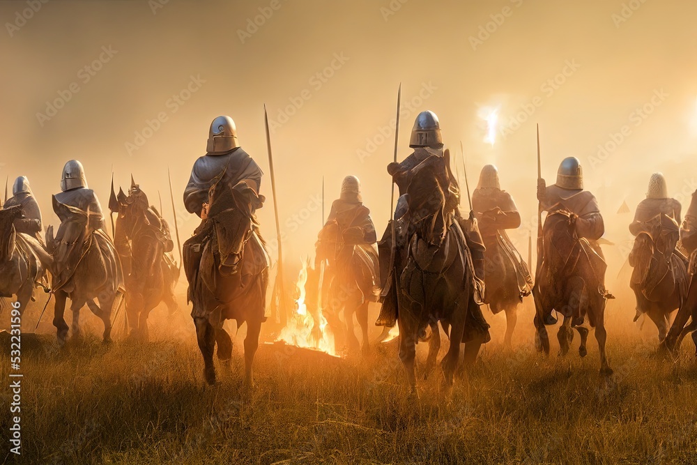 Medieval knights army ilustração do Stock | Adobe Stock