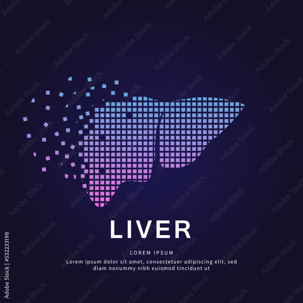 Human liver medical structure. Creative simple pixel art Vector logo ...