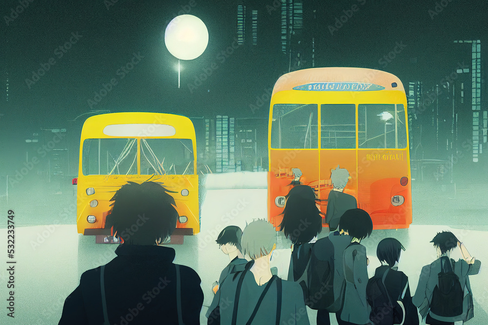Bus Drivers, Transit and Intercity ,Anime style illustration V2 High ...