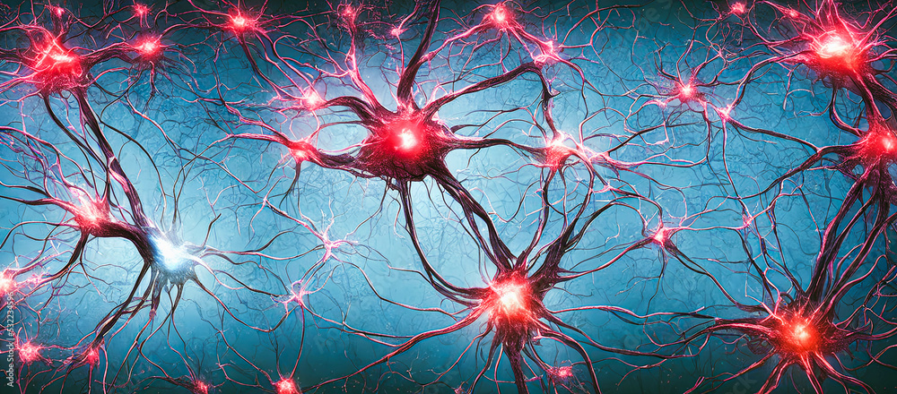 Neurons communicate with each other using electrochemical signals, 3d ...
