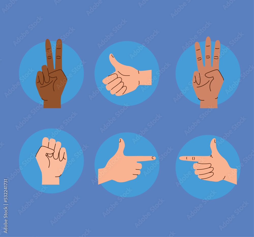 six hands human gestures Stock Vector | Adobe Stock