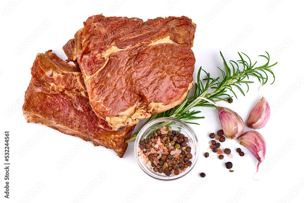 Smoked ribs, isolated on white background. High resolution image. Stock ...