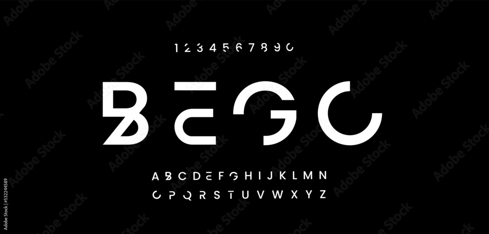 Bego Abstract digital modern alphabet fonts. Typography technology ...