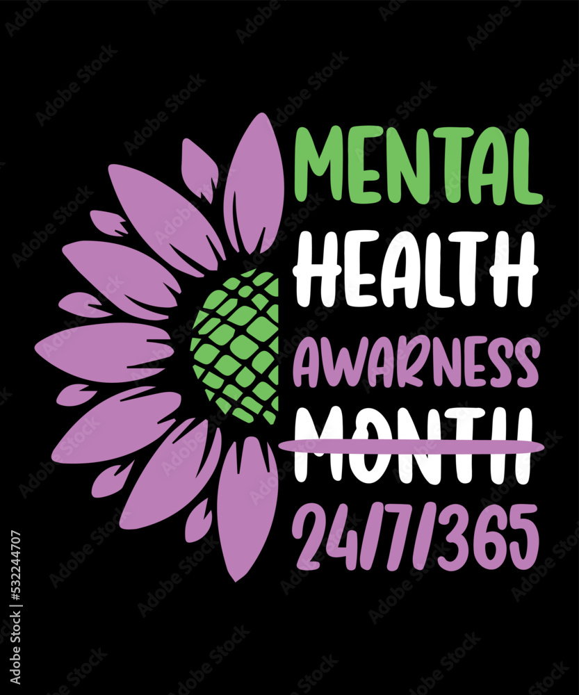 Mental Health Awarness 24/7/365, mental hralth awarness hand lettering ...