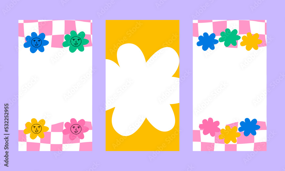 Set of social media stories templates in kidcore aesthetic. Vector ...