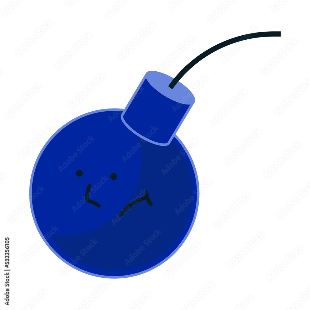 Bomb character. Round weapon mascot with funny emotion and face ...