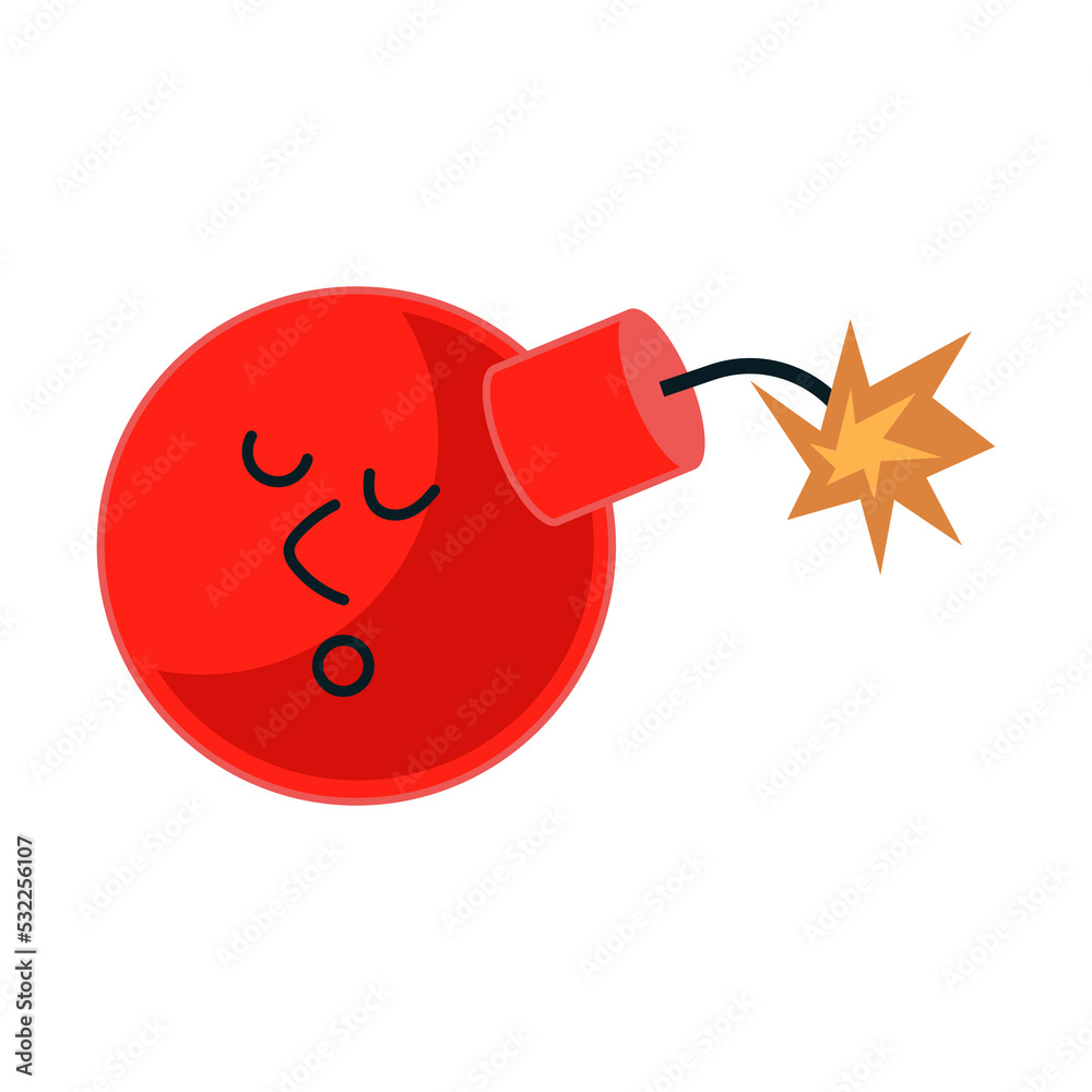 Bomb character. Round weapon mascot with funny emotion and face ...