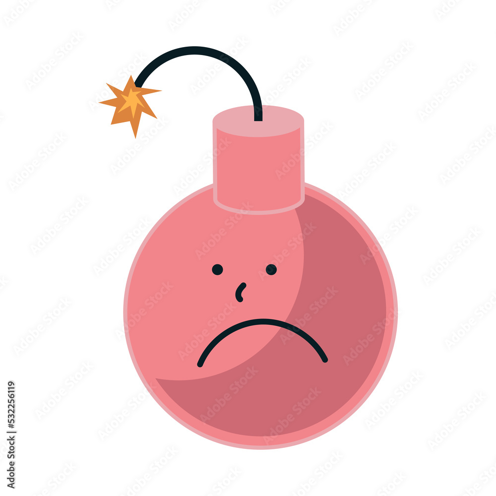 Bomb character. Round weapon mascot with funny emotion and face ...