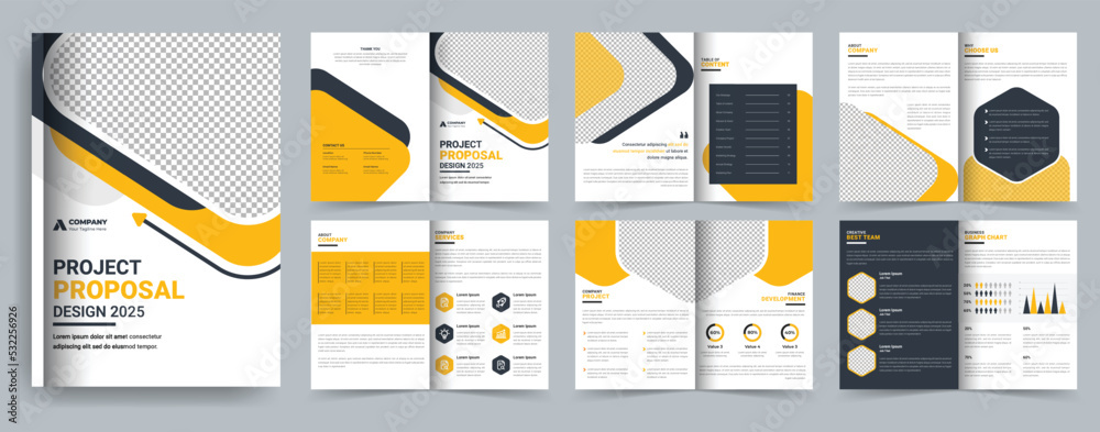 Company profile brochure template layout design or multipage project ...
