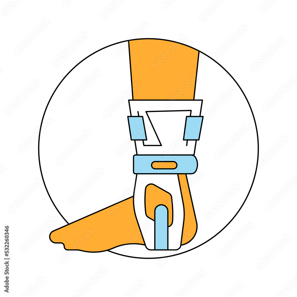 Round template health care icon, prosthetic leg symbol Stock ...