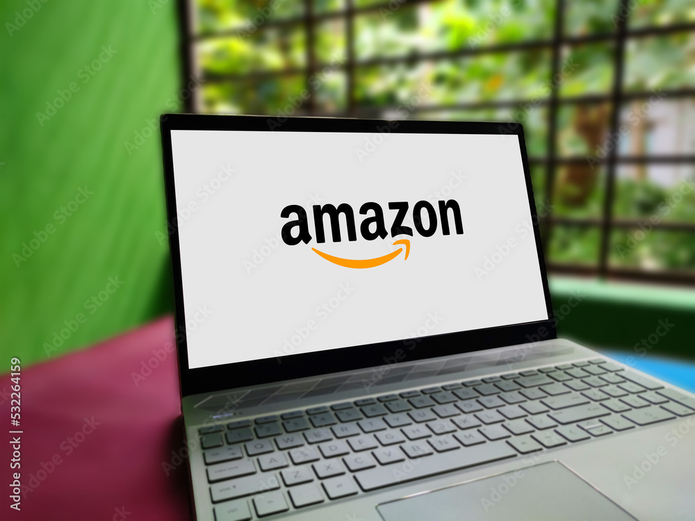 Faridpur, Bangladesh - 21 September 2022: Amazon logo on Laptop screen ...