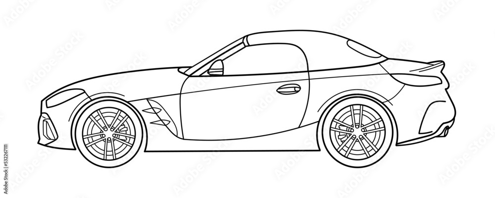 Sports Car Drawing Side View
