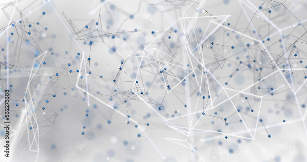 Global network. Blockchain. 3D illustration. Neural networks and ...