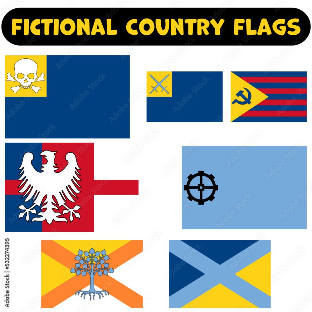 Set of Fictional Flags, Fictional Country Flags, World Fantasy Flags ...