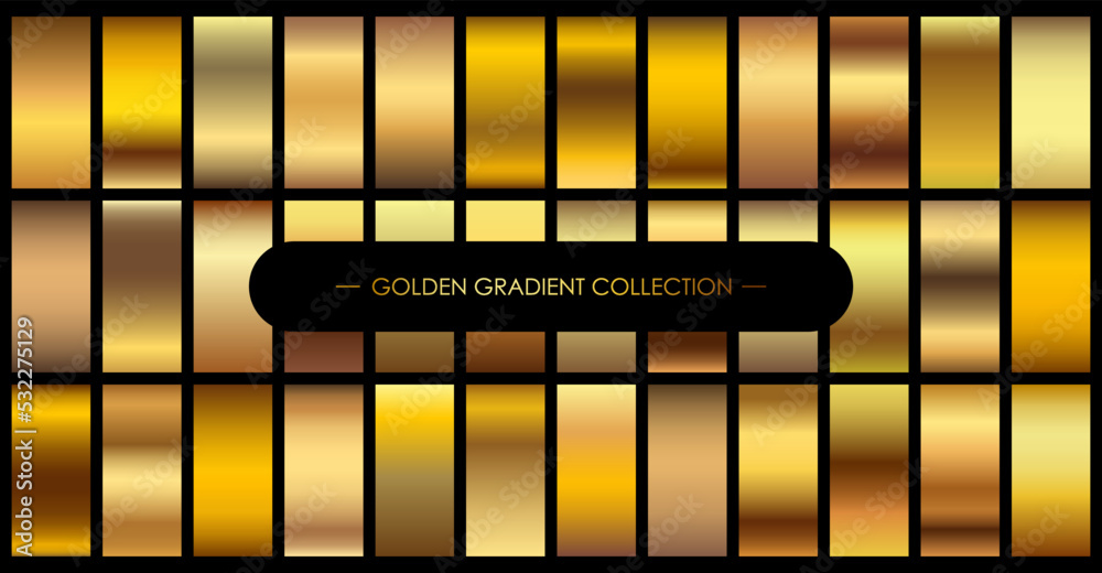 Golden gradient collection, modern combinations of colors and shades ...