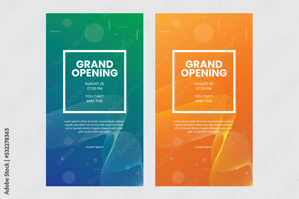 Grand opening abstract welcome banner with different colour and ...