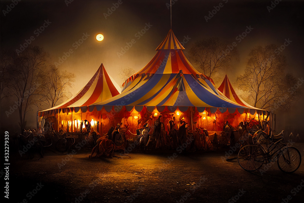 haunted circus with strange creatures digital concept illustration ...