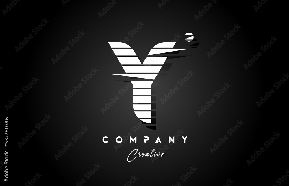 line Y alphabet letter logo icon design with black and white stripe and ...