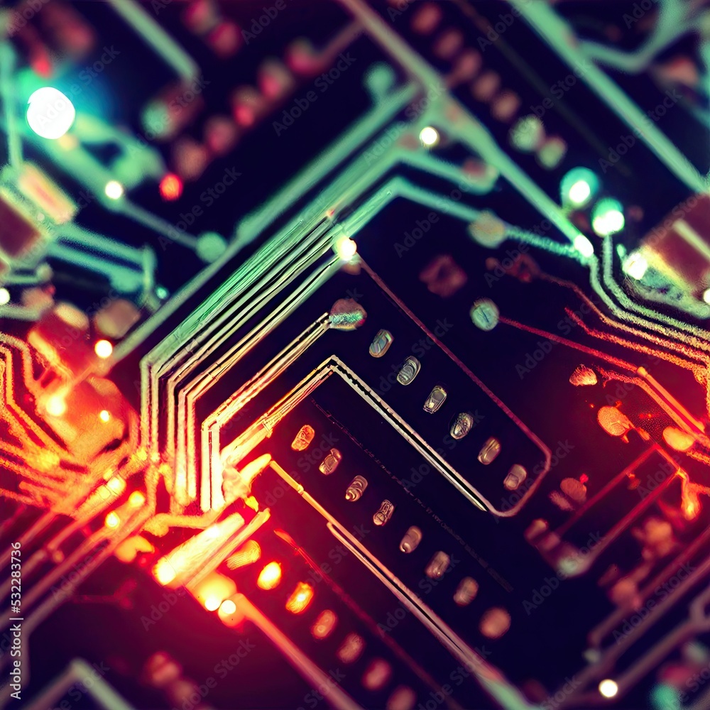 Electronic circuit board texture background and tile. The detailed ...