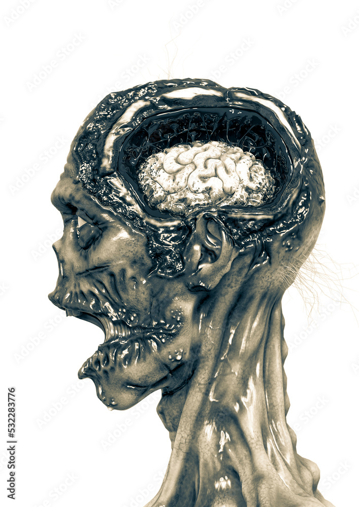 zombie cartoon with brain exposed side view Stock Illustration | Adobe ...